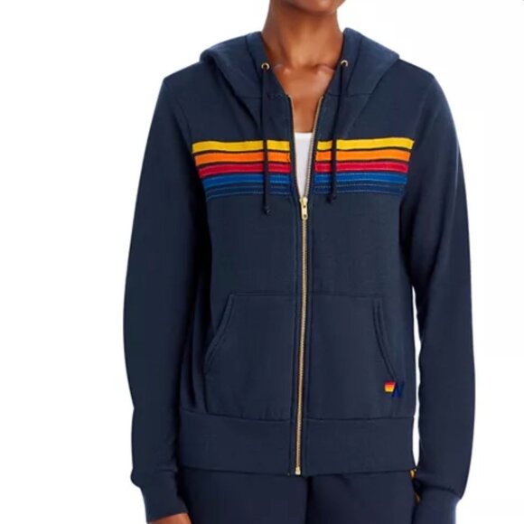 Aviator Nation | Jackets & Coats | Aviator Nation Rainbow Stripe Hoodie ...
